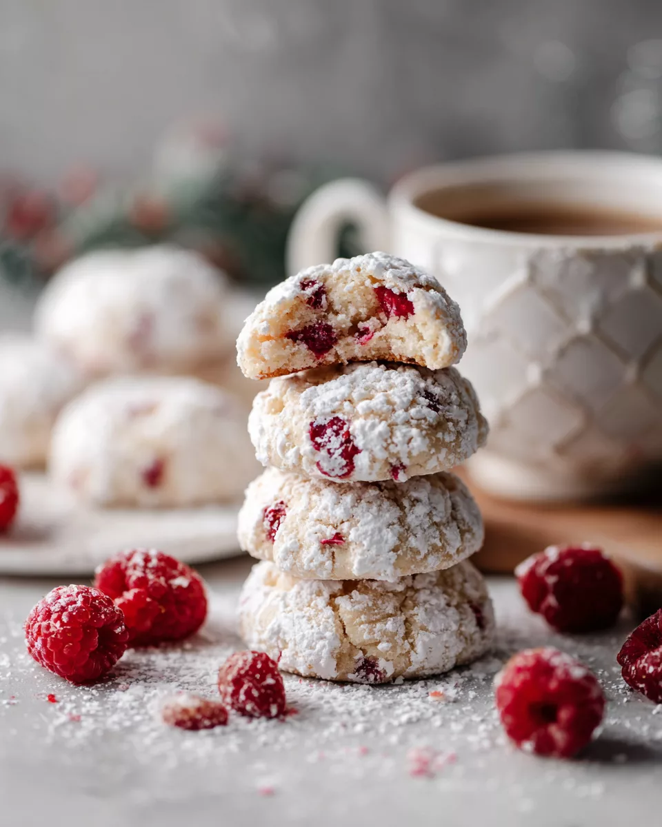 Raspberry Almond Snow Cookies: Melt-in-Your-Mouth Delight