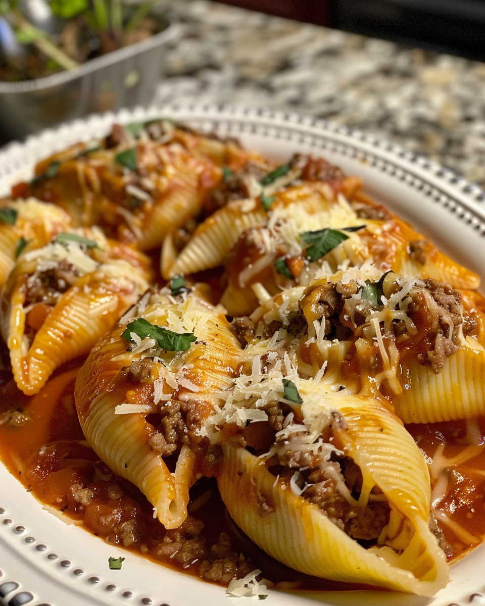 Beef Stuffed Pasta Shells - Recips by lily