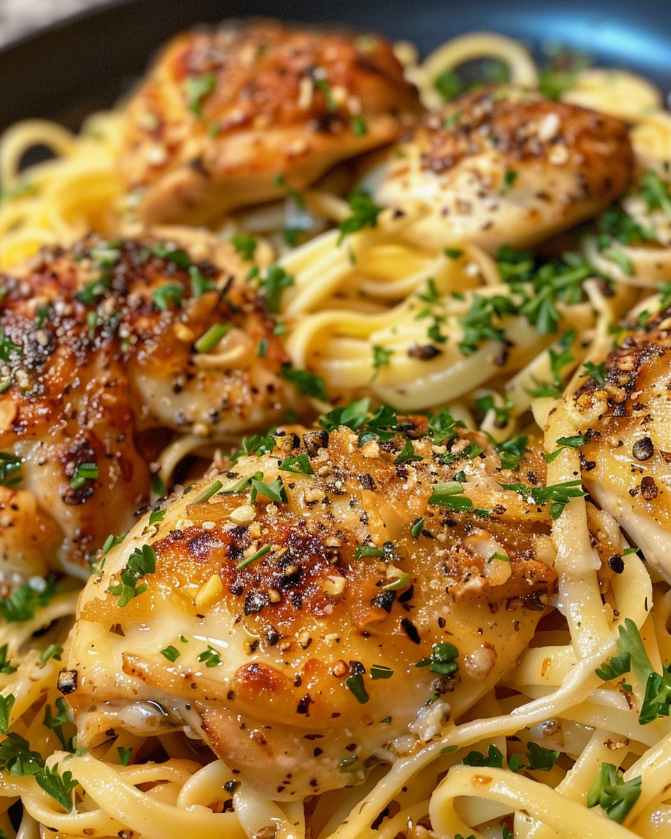 Garlic Butter Chicken with Linguine - Recips by lily