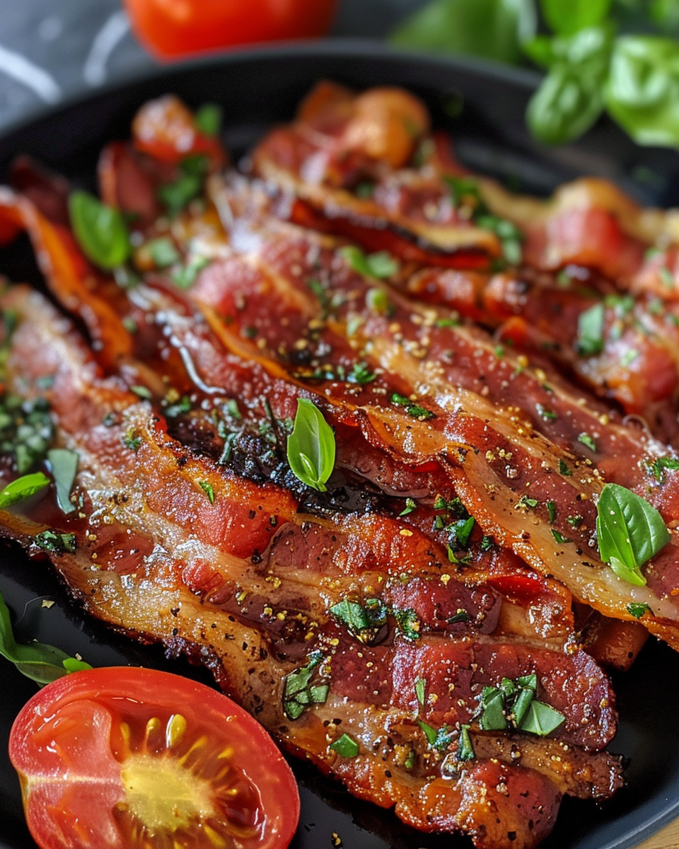 air fryer bacon with Fresh Basil - Recips by lily