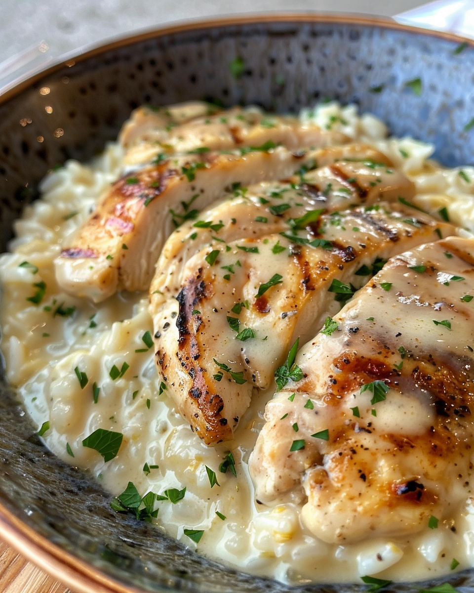 creamy chicken and rice with Grilled Chicken - Recips by lily