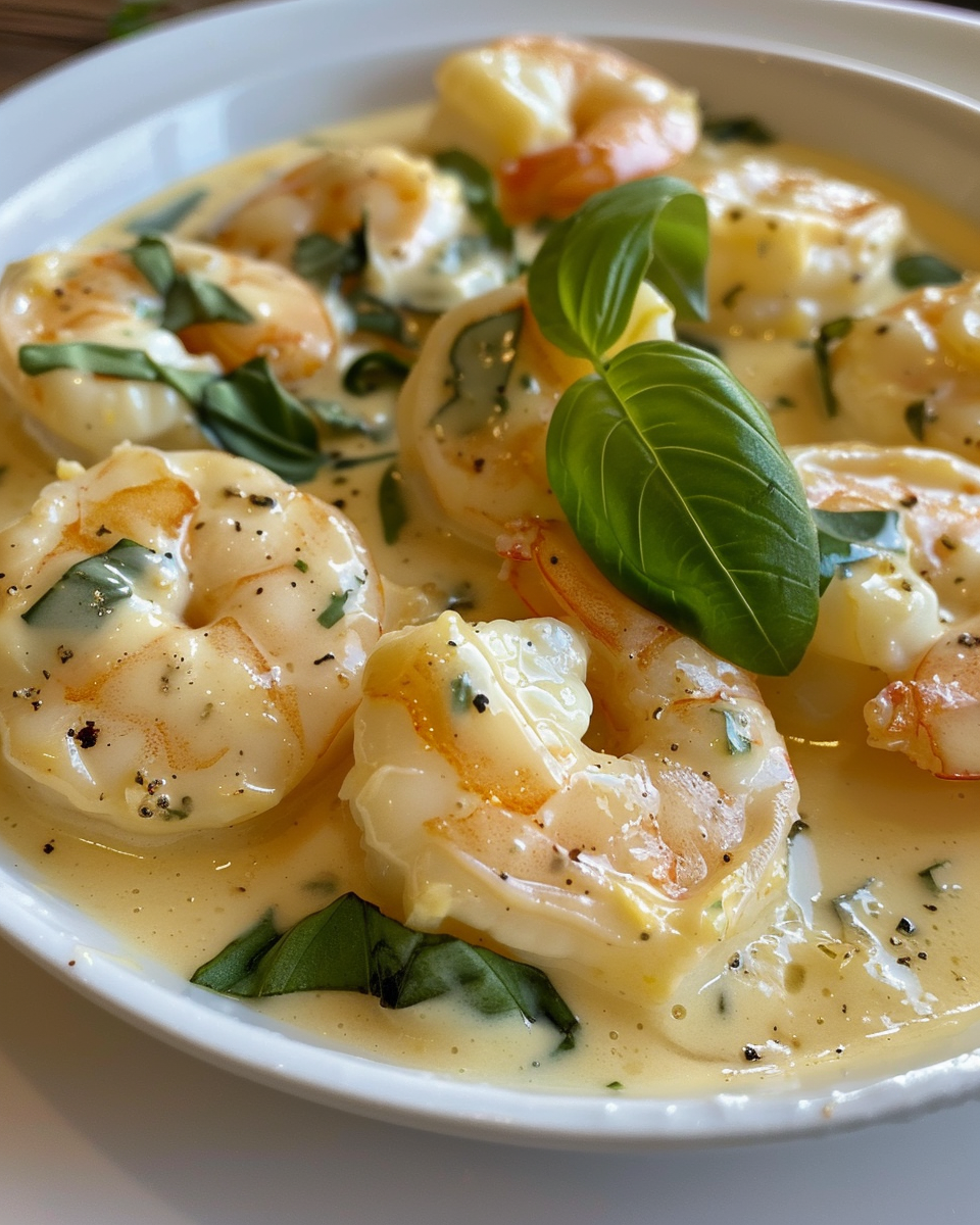 creamy garlic shrimp with Fresh Basil - Recips by lily