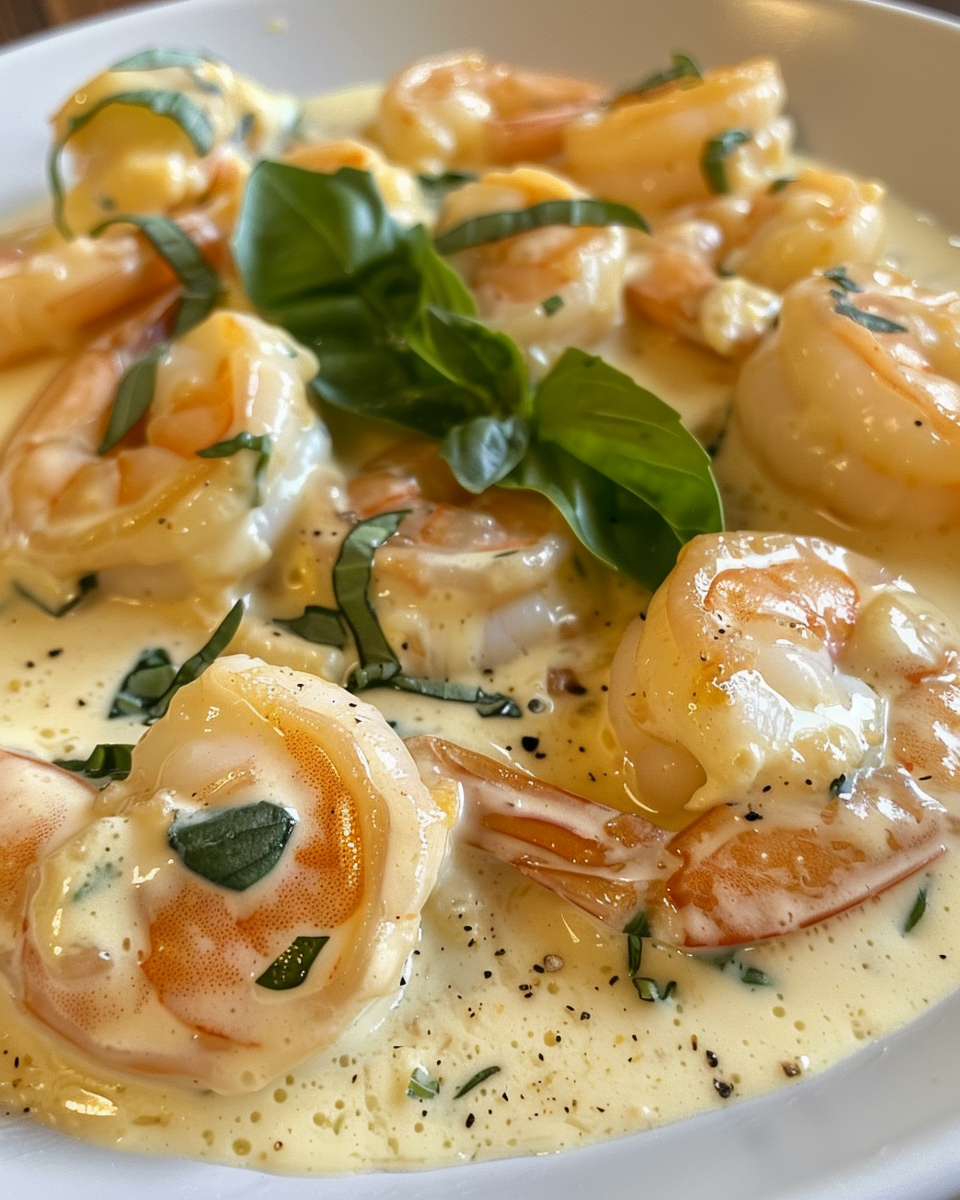 creamy garlic shrimp with Fresh Basil - Recips by lily