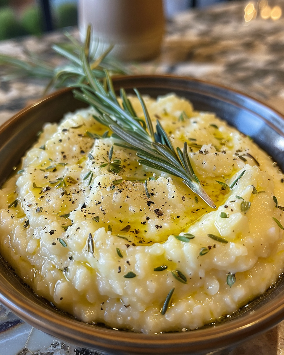 creamy grits with Garlic and Rosemary - Recips by lily