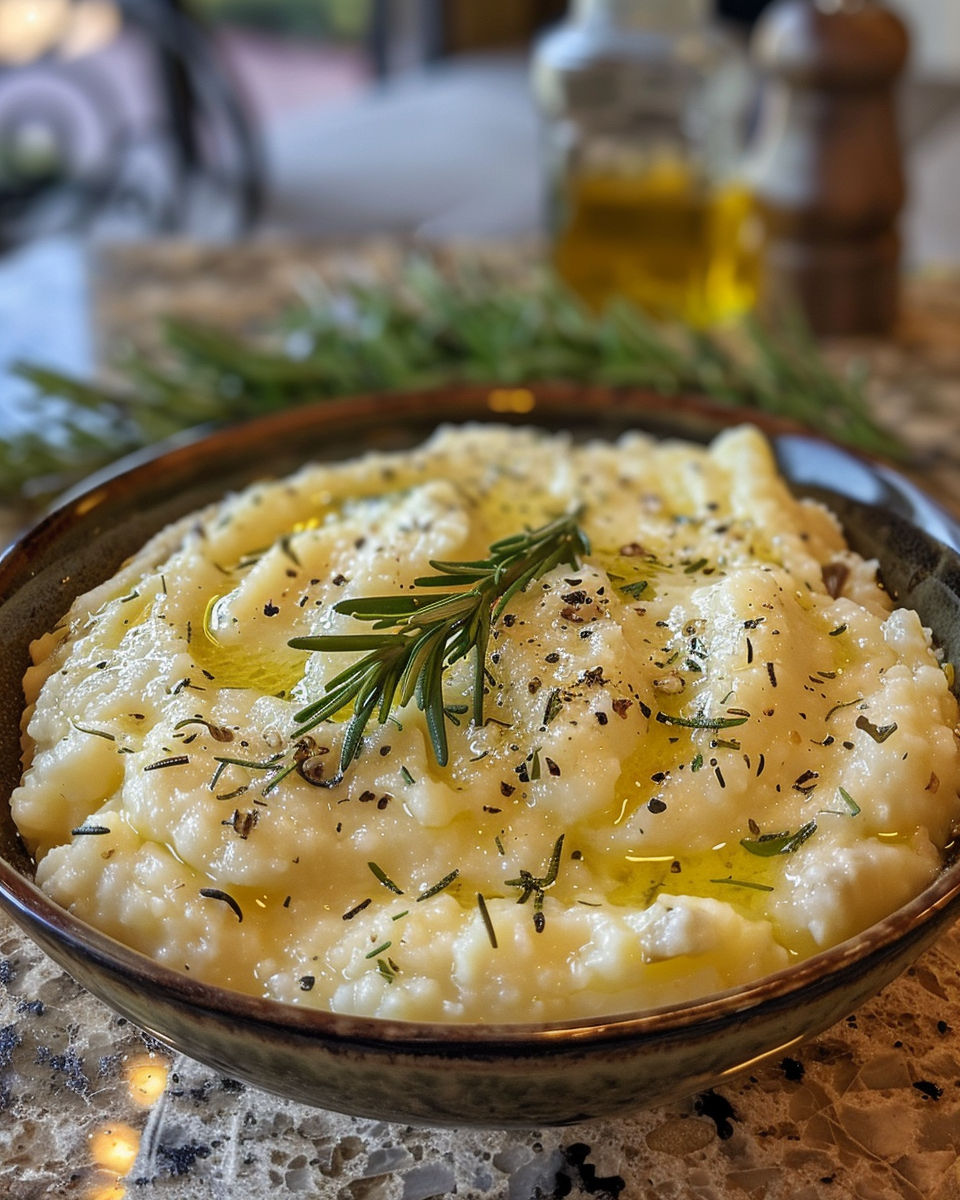 creamy grits with Garlic and Rosemary - Recips by lily