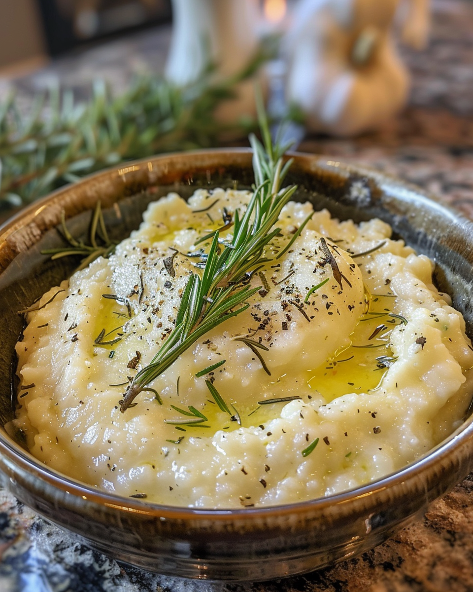 creamy grits with Garlic and Rosemary - Recips by lily
