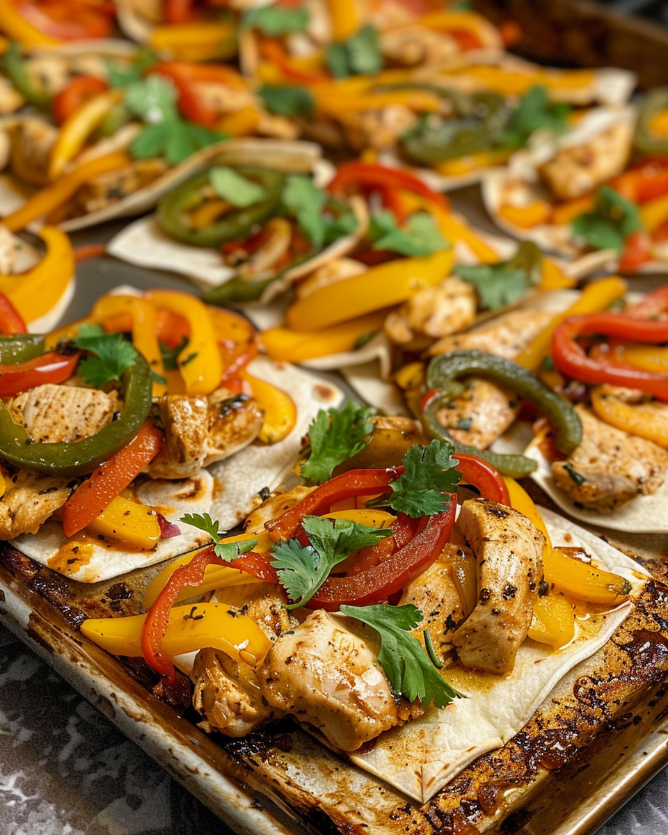 sheet pan chicken fajitas with Honey Mustard Dressing - Recips by lily