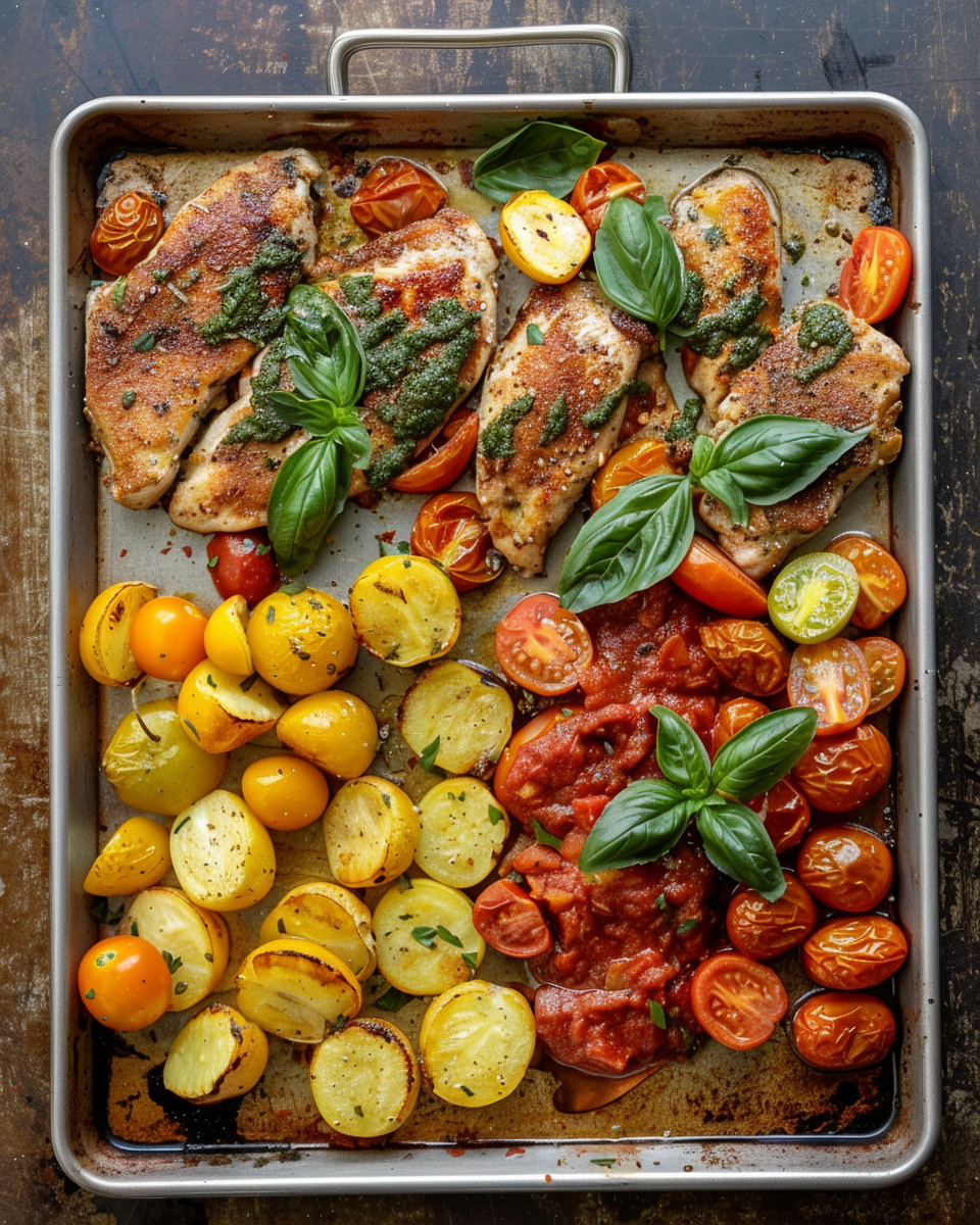 sheet pan meals with Tomato Basil Sauce - Recips by lily