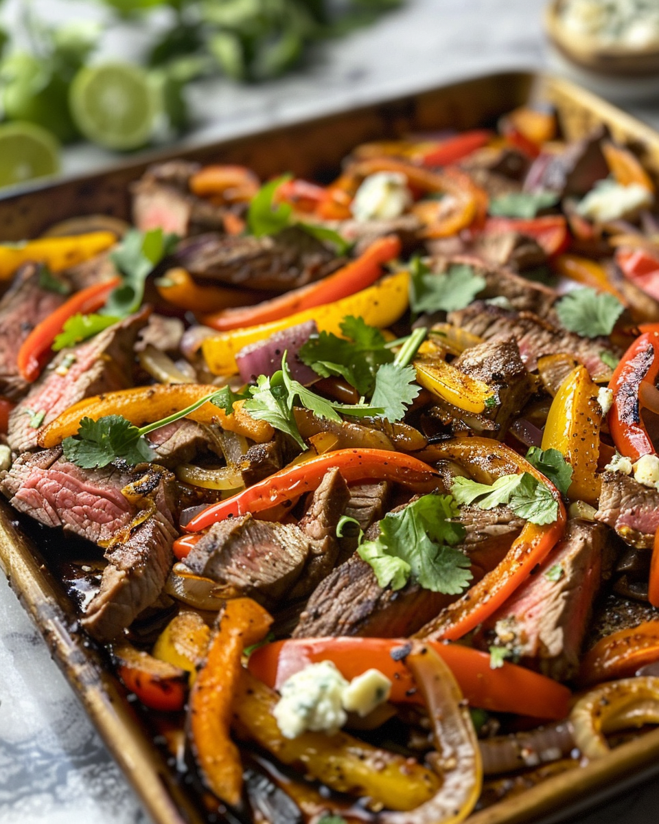 sheet pan steak fajitas with Blue Cheese - Recips by lily