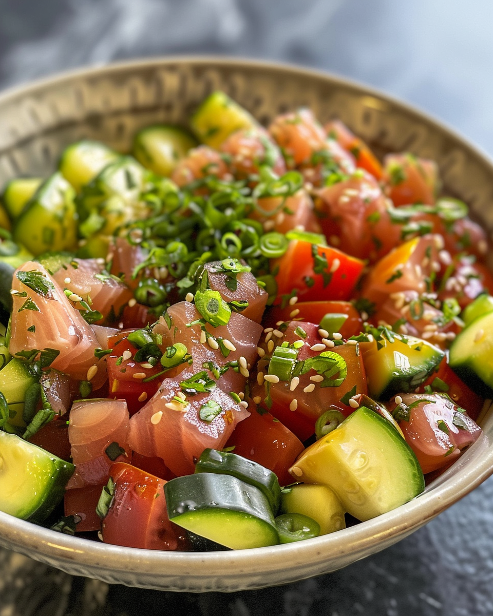 tuna poke with Zucchini and Tomatoes - Recips by lily