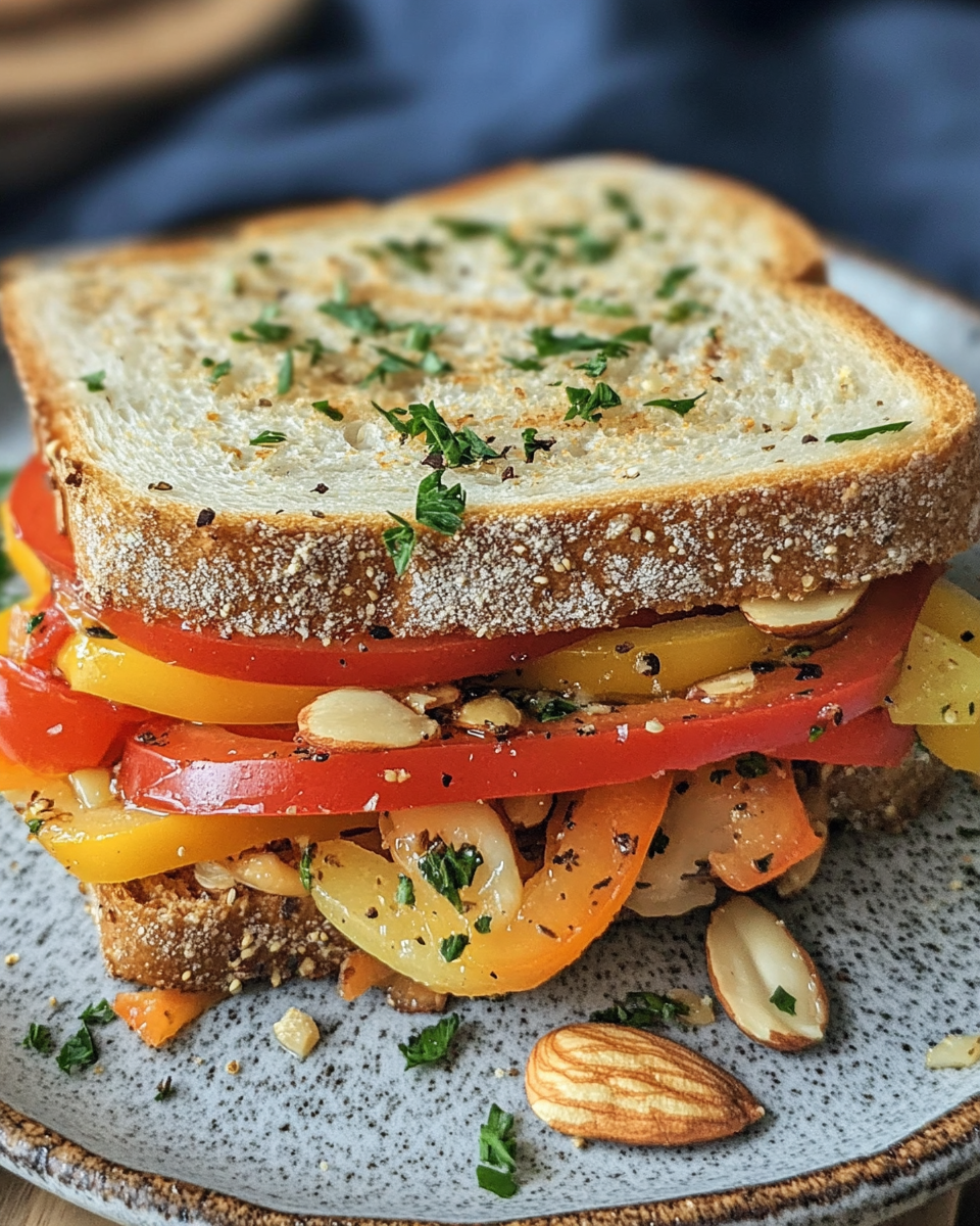 bell pepper sandwich with Almonds and Honey