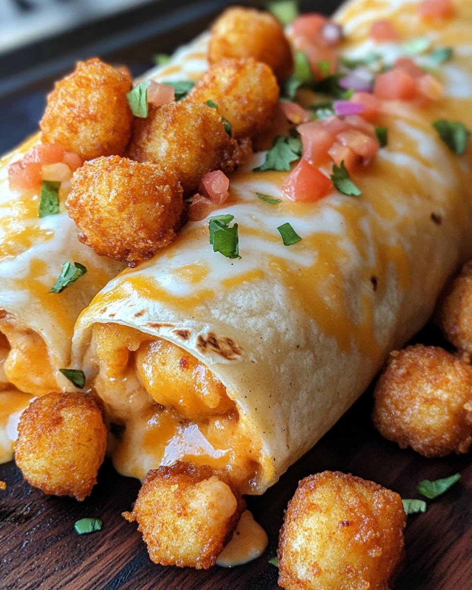 Cheesy Potato Burritos with Crispy Tater Tots - Recips by lily