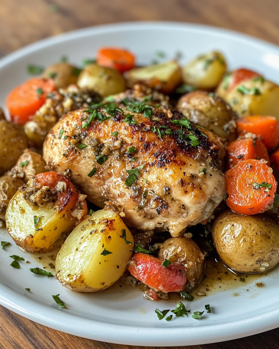 Crock Pot Garlic Butter Chicken with Potatoes and Carrots - Recips by lily