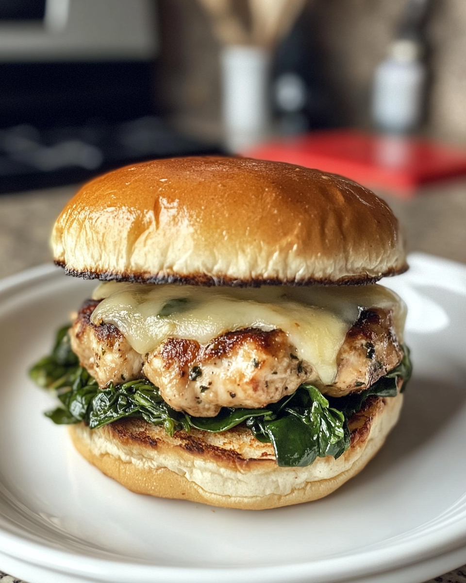 Easy White Cheddar Spinach Chicken Burgers - Zest Plate - Recips by lily