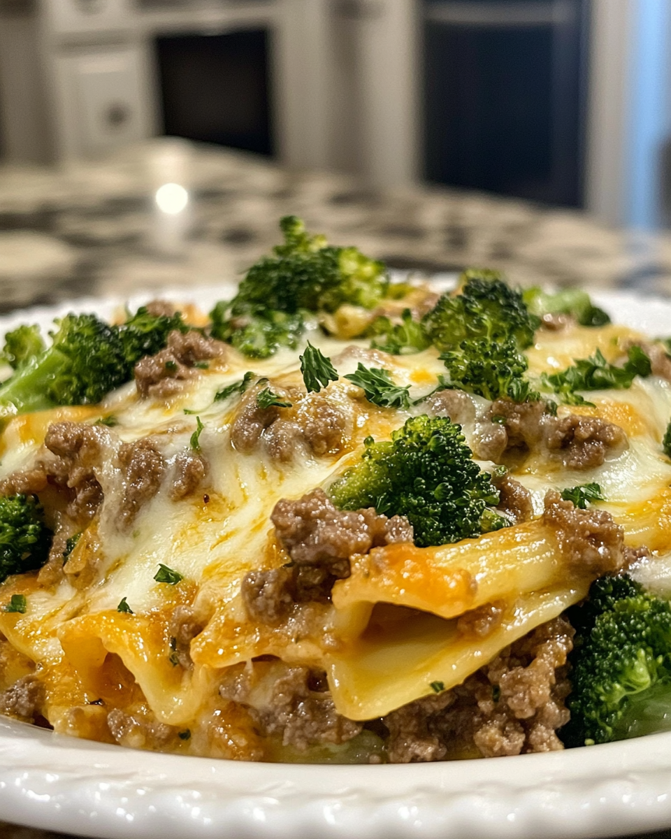 ground beef and broccoli with Creamy Mozzarella - Recips by lily