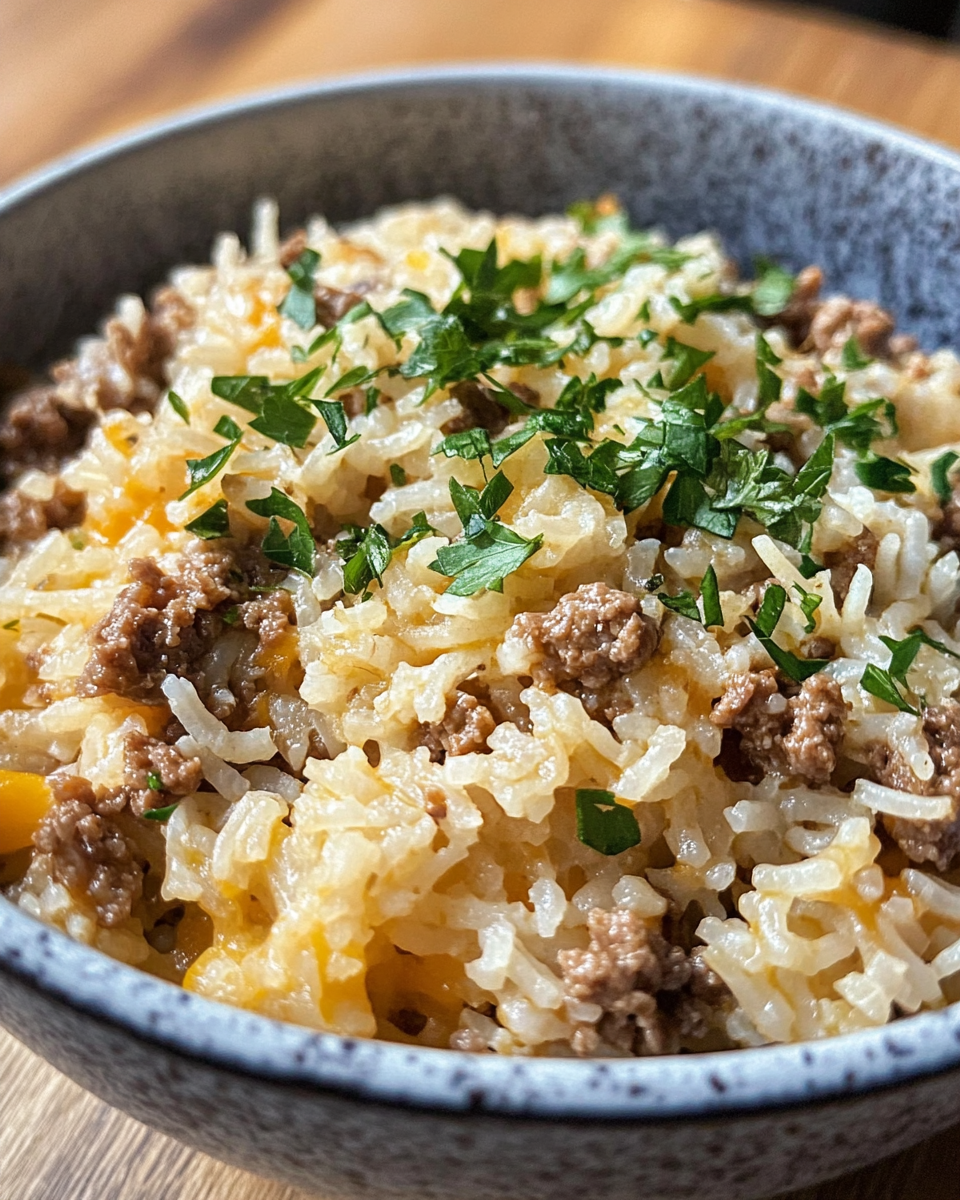 ground beef and rice with Cheddar and Parmesan - Recips by lily