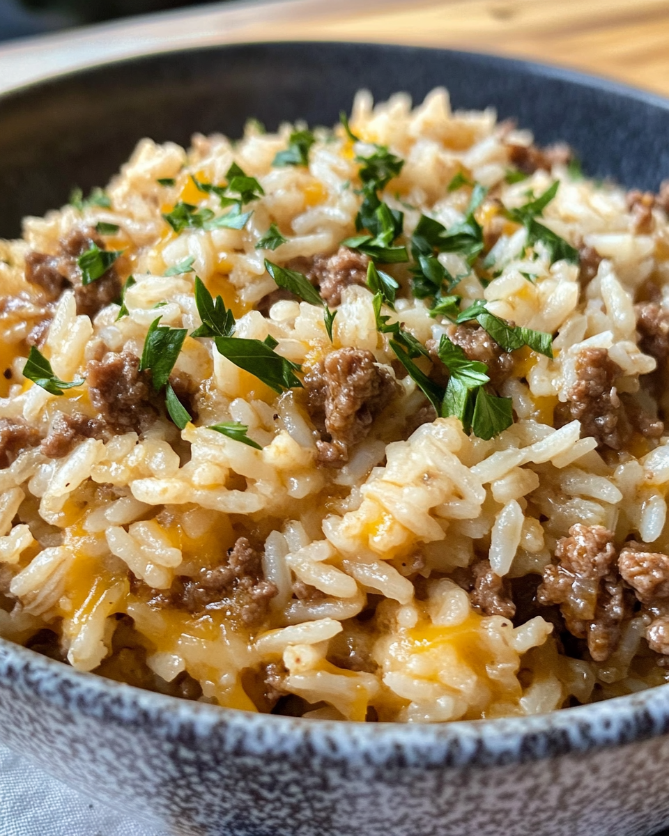 ground beef and rice with Cheddar and Parmesan - Recips by lily