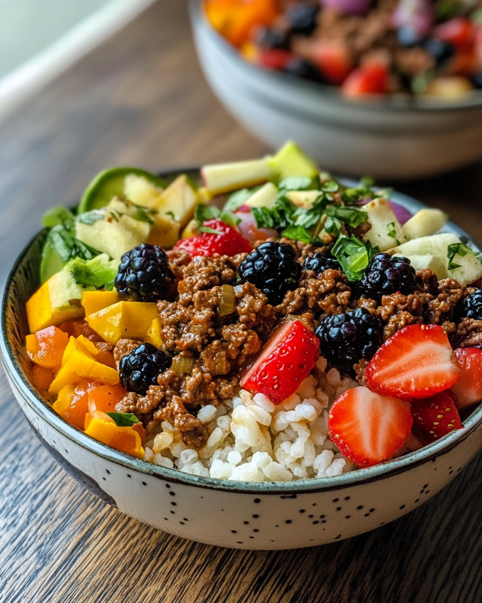 ground beef bowls with Berries Mix - Recips by lily