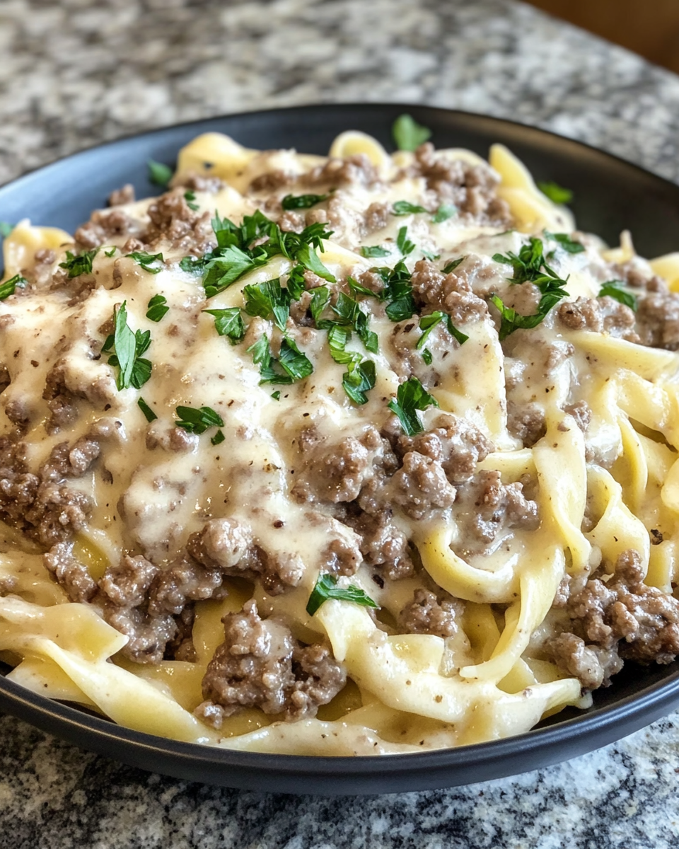 ground beef dishes for dinner with Creamy Alfredo Sauce - Recips by lily