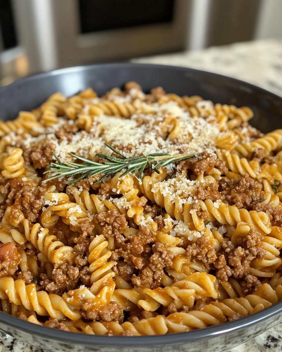 ground beef pasta with Garlic and Rosemary - Recips by lily
