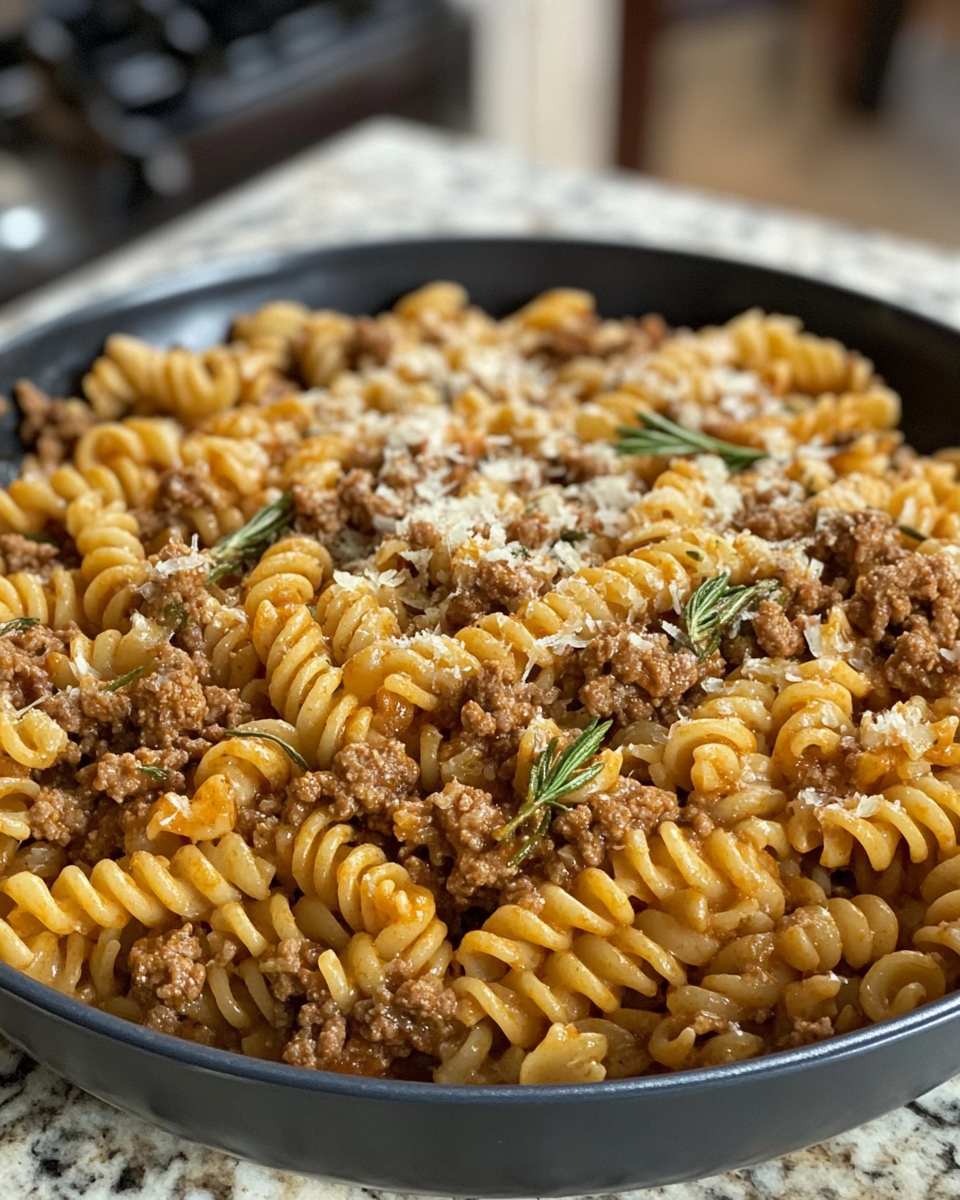 ground beef pasta with Garlic and Rosemary - Recips by lily