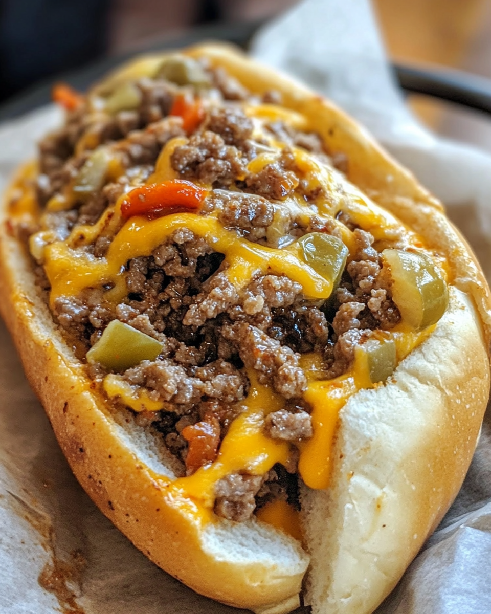 ground beef philly cheese steak with Chili Flakes - Recips by lily