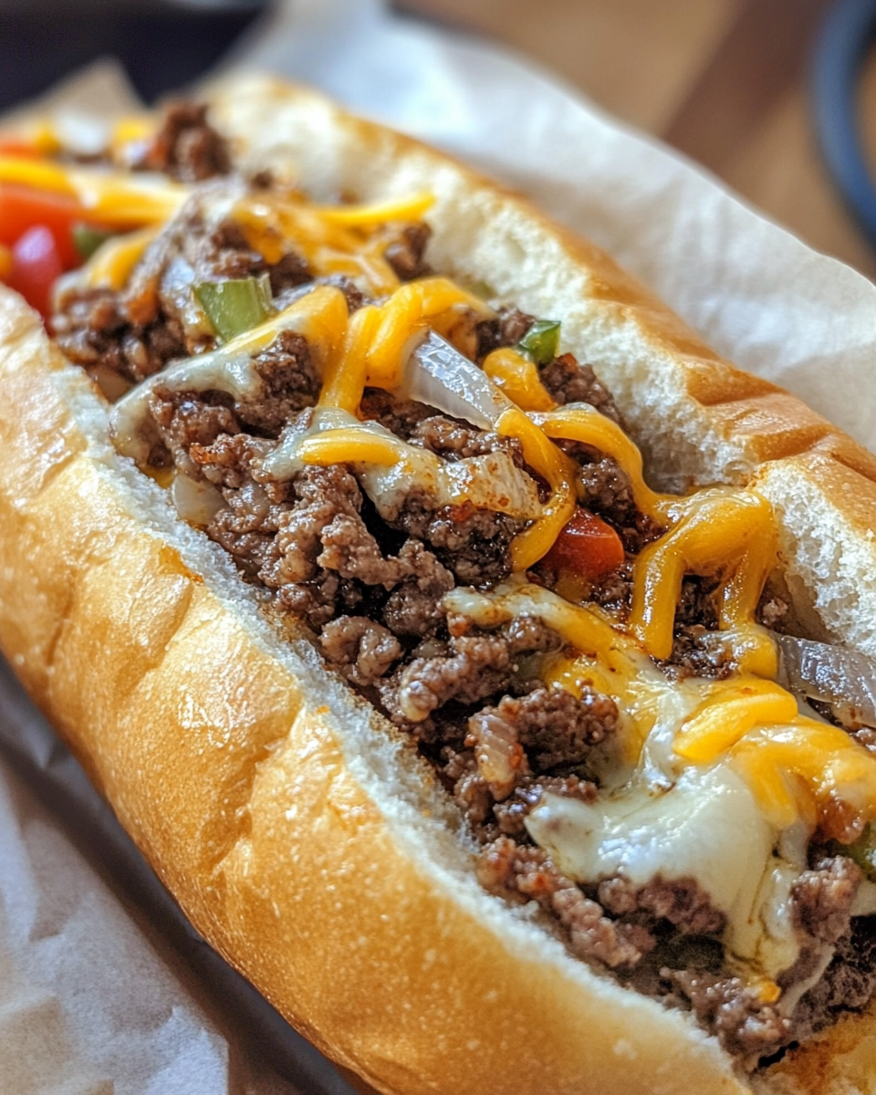 ground beef philly cheese steak with Chili Flakes - Recips by lily