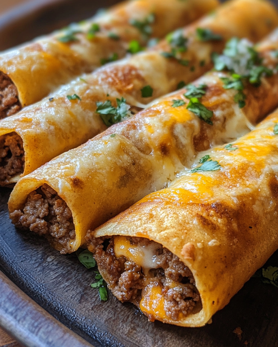 ground beef taquitos with Cheddar and Parmesan - Recips by lily