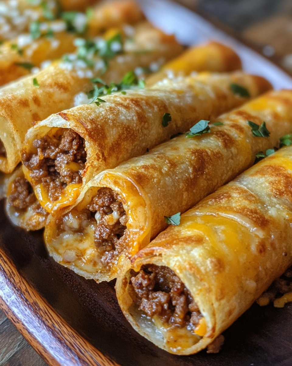 ground beef taquitos with Cheddar and Parmesan - Recips by lily