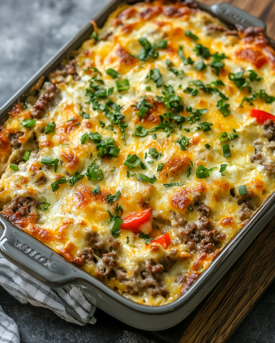 High Protein Low Carb Philly Cheesesteak Casserole Recipe - Recips by lily