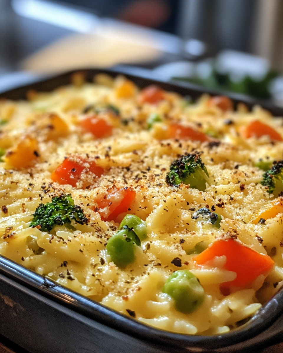 Cheesy Baked Orzo with Vegetables - Recips by lily