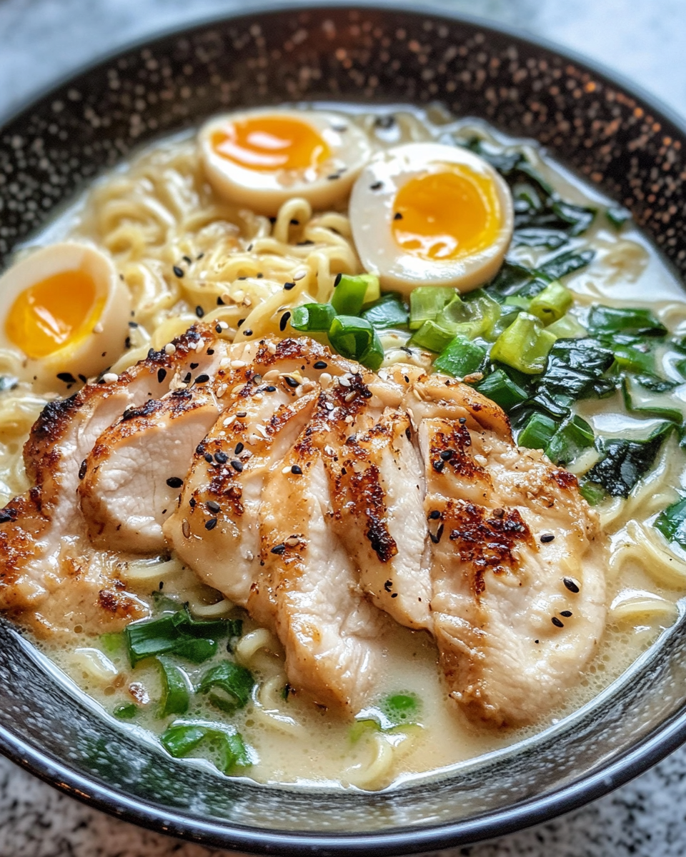 Creamy Garlic Chicken Ramen - Recips by lily