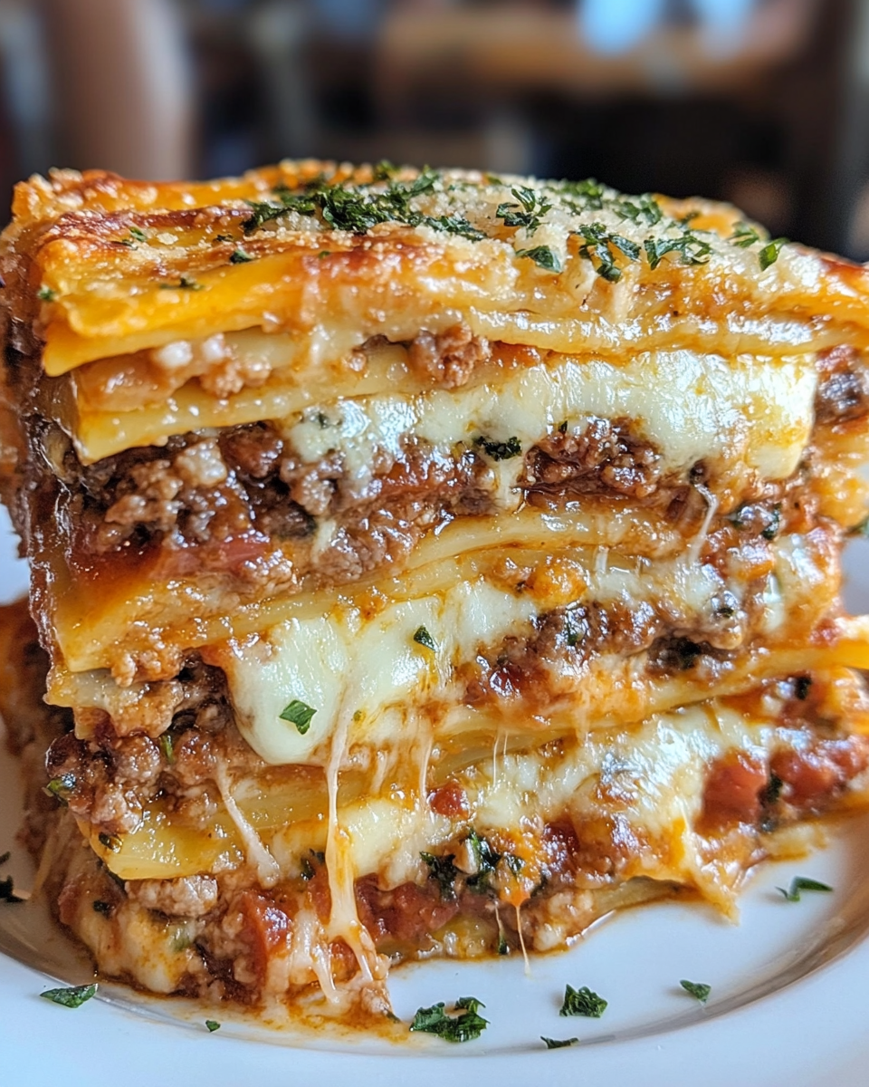 lasagna meets cheeseburger parmesan garlic bacon style