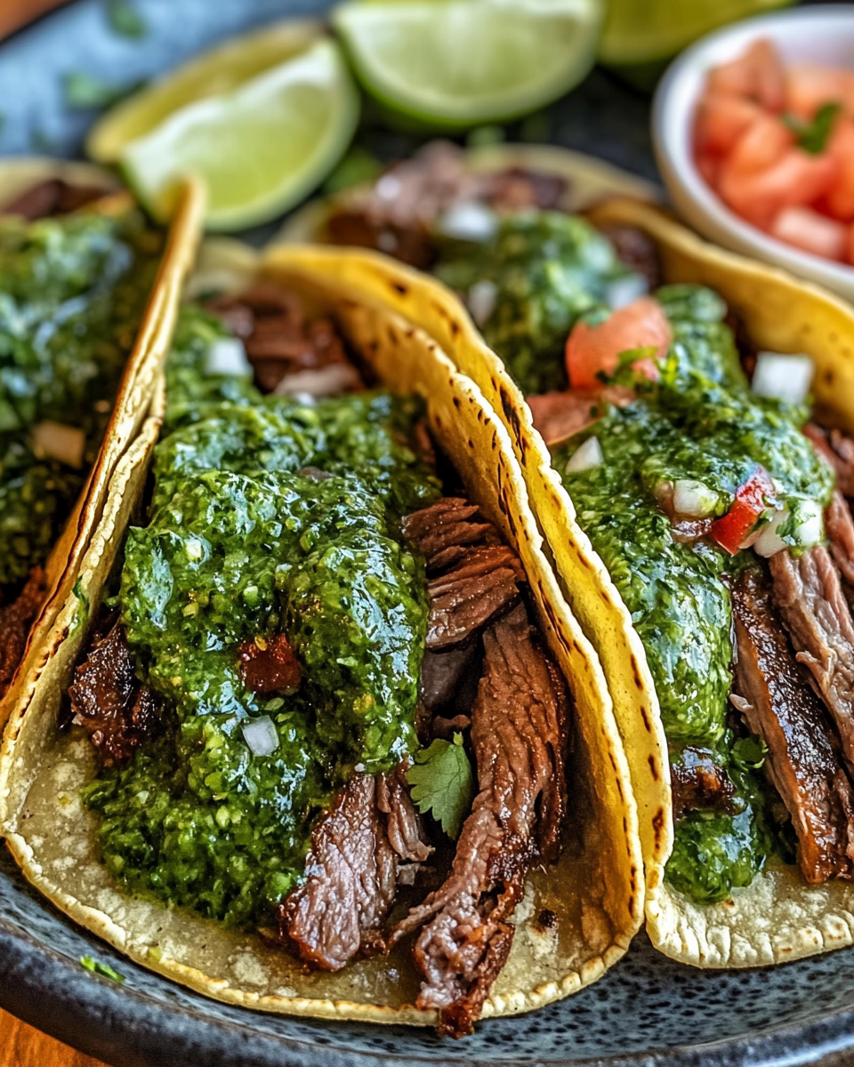 Crockpot Carne Asada Tacos With Cilantro Lime Garlic Sauce