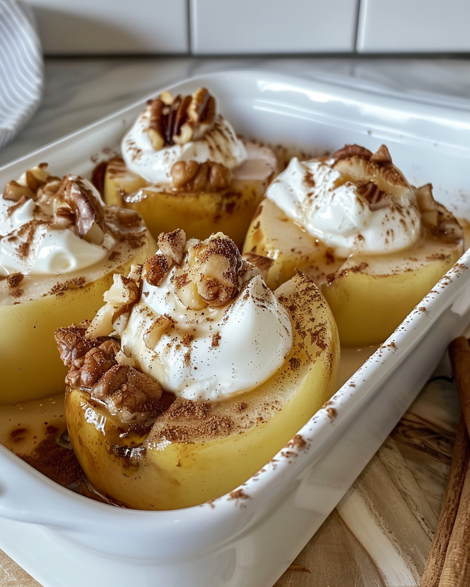 Baked Apples with Cinnamon Yogurt Topping
